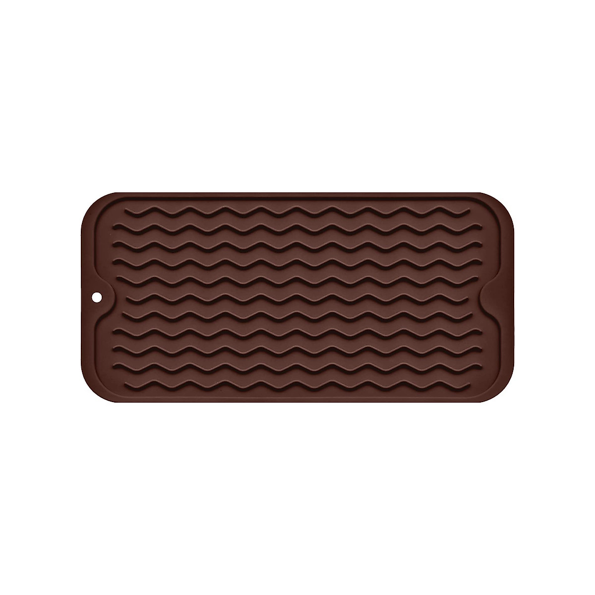 Silicone Dish Drying Mat, Non-Slip Easy Clean Sink Mat Large Heat-resistant Dish Drainer Mat for Kitchen Counter, Sink, Refrigerator or Drawer liner (12" x 6", COFFEE)