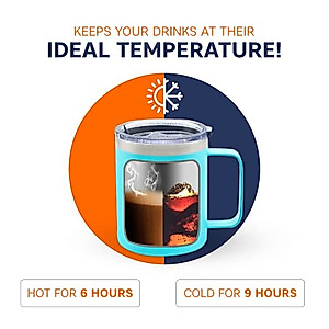 BRUNOSGOODS 12 OZ Coffee Mug, Vacuum Insulated Camping Mug with Lid, Double Wall Stainless Steel Travel Tumbler Cup, Coffee Thermos Outdoor, Powder Coated Mint