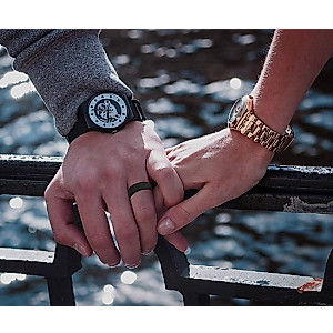 Mens Silicone Wedding Band, Rubber Rings for Him Women Couples Size 9, Step Edge Sleek Design 4 Pack