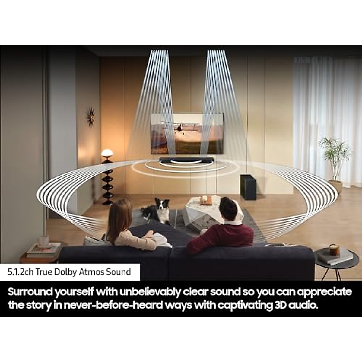 SAMSUNG HW-Q800C 5.1.2ch Soundbar and Subwoofer with Dolby Atmos with a SAC-21HDMI2 2m HDMI Cable with 8K/60Hz Support (2023)(USED)