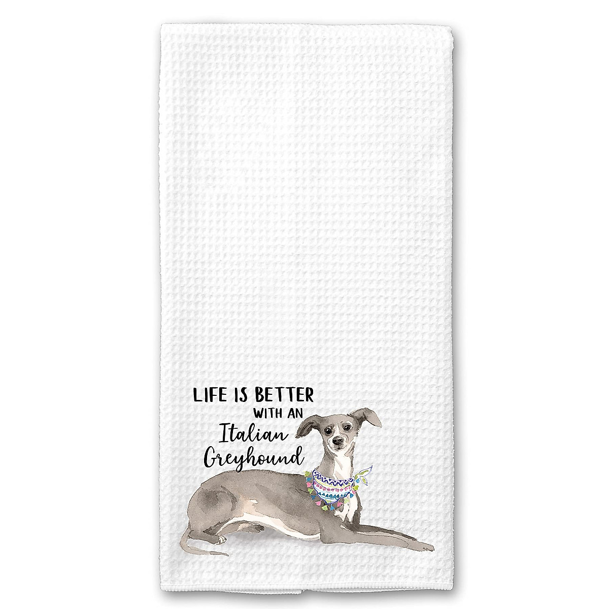 Watercolor Life is Better with an Italian Greyhound Microfiber Kitchen Tea Bar Towel Gift for Animal Dog Lover