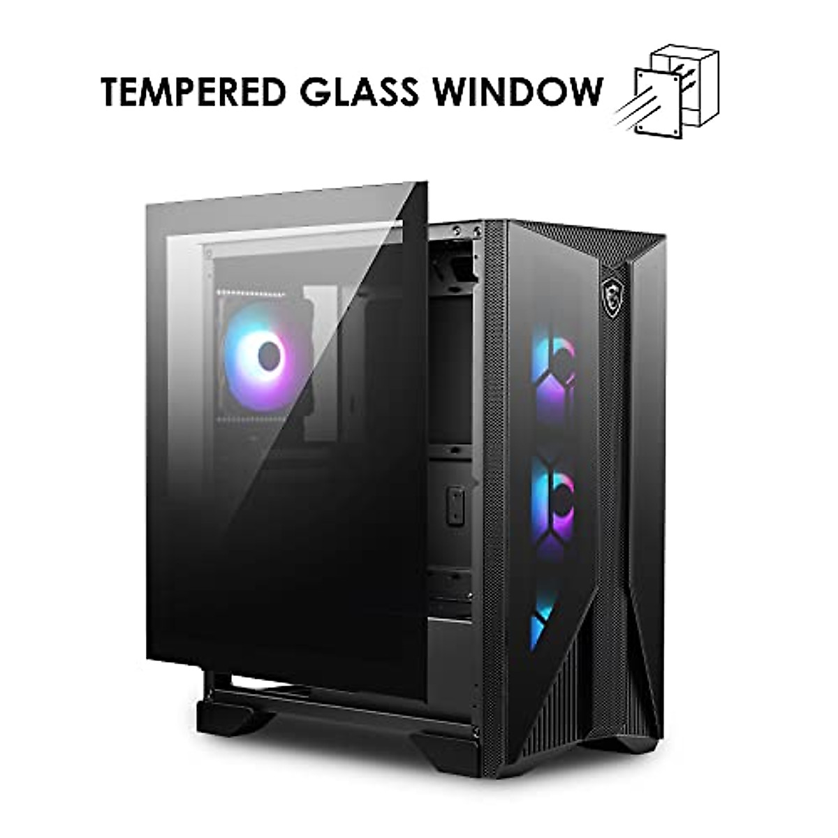 MSI MPG GUNGNIR 120R - Premium Mid-Tower Gaming PC Case - Tempered Glass Side Panel - ARGB 120mm Fans - Liquid Cooling Support up to 360mm Radiator - Vented Front Panel