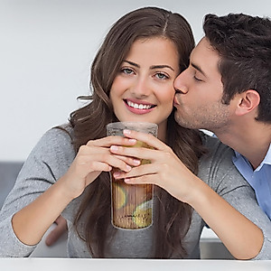 20oz Glass Cups With Lids and Glass Straws, 2 Pack High Borosilicate Iced Coffee Glass Tumbler, Wide Mouth Smoothies, Bubble Tea, Juice, Milk, Cocktails Jars, Travel Mugs