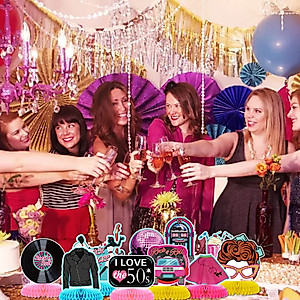 ZCPTZ 12 Pcs 1950's Rock and Roll Honeycomb Centerpieces 50's Party Decorations 50s Retro Table Toppers Table Centerpieces for 50's 60's Theme Music Party Supplies Favors