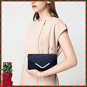 Carwales Black Evening Clutch Women's Sequin Envelope Handbags Shiny Clutch Purse Wedding Prom Party Bridal Bag for Women(Black)