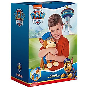 Paw Patrol, Talking Chase 12-Inch-Tall Interactive Plush Toys with Sounds, Phrases and Wagging Tail, Stuffed Animals, Kids Toys for Ages 3 and up