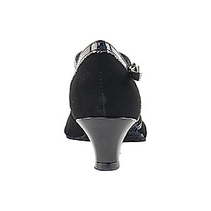 GP 50 Shades of Low Kitten Heel Dance Dress Shoes: 9627 Black Nubuck & Black Trim,1.3" Heel, Size 11 (Special Order)