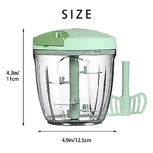 Ourokhome Manual Food Processor Vegetable Chopper, Portable Hand Pull String Garlic Mincer Onion Cutter for Veggies, Ginger, Fruits, Nuts, Herbs, etc., 900ml, Green