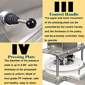 HayWHNKN Electric Pizza Dough Pastry Press Machine 8.66'' Dough Roller Sheeter Dough Pastry Presser Dough Sheeter Pizza Press Making Machine 110V