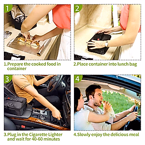 ROTTOGOON Portable Oven, 12V Car Food Warmer Portable Personal Mini Oven Electric Heated Lunch Box for Meals Reheating & Raw Food Cooking for Road Trip/Camping/Picnic/Family Gathering(Black)