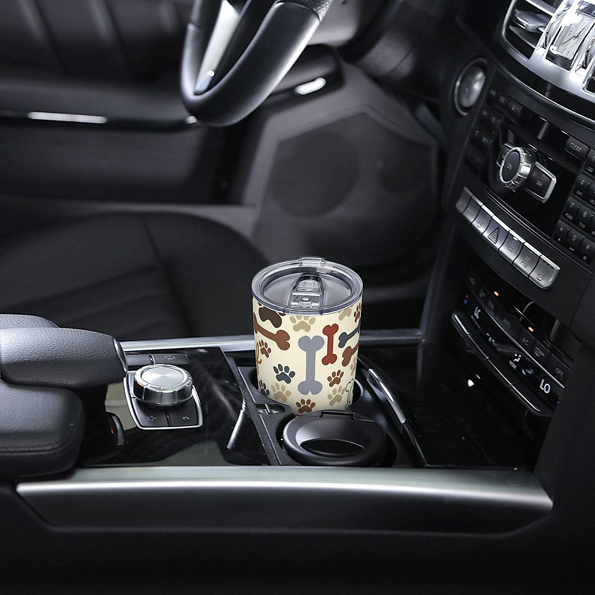 Dog Paw Prints Bones 20oz Tumbler Stainless Steel Vacuum Insulated Double Wall Travel Tumbler, Durable Insulated Coffee Mug, Thermal Cup With Lid and Straw for Hot & Cold Drinks