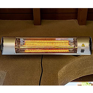 Kenmore Carbon Infrared Outdoor Electric Heater | 1500W Electric Patio Heater with Remote, Ceiling or Wall Mounted, KH-7E01-SS, Outdoor Heater, Garage Heater, Outdoor Space Heater with Brackets