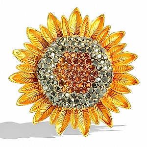 Sunflower brooch pins for women color crystal rhinestones retro handmade elegant sun flower brooches pins