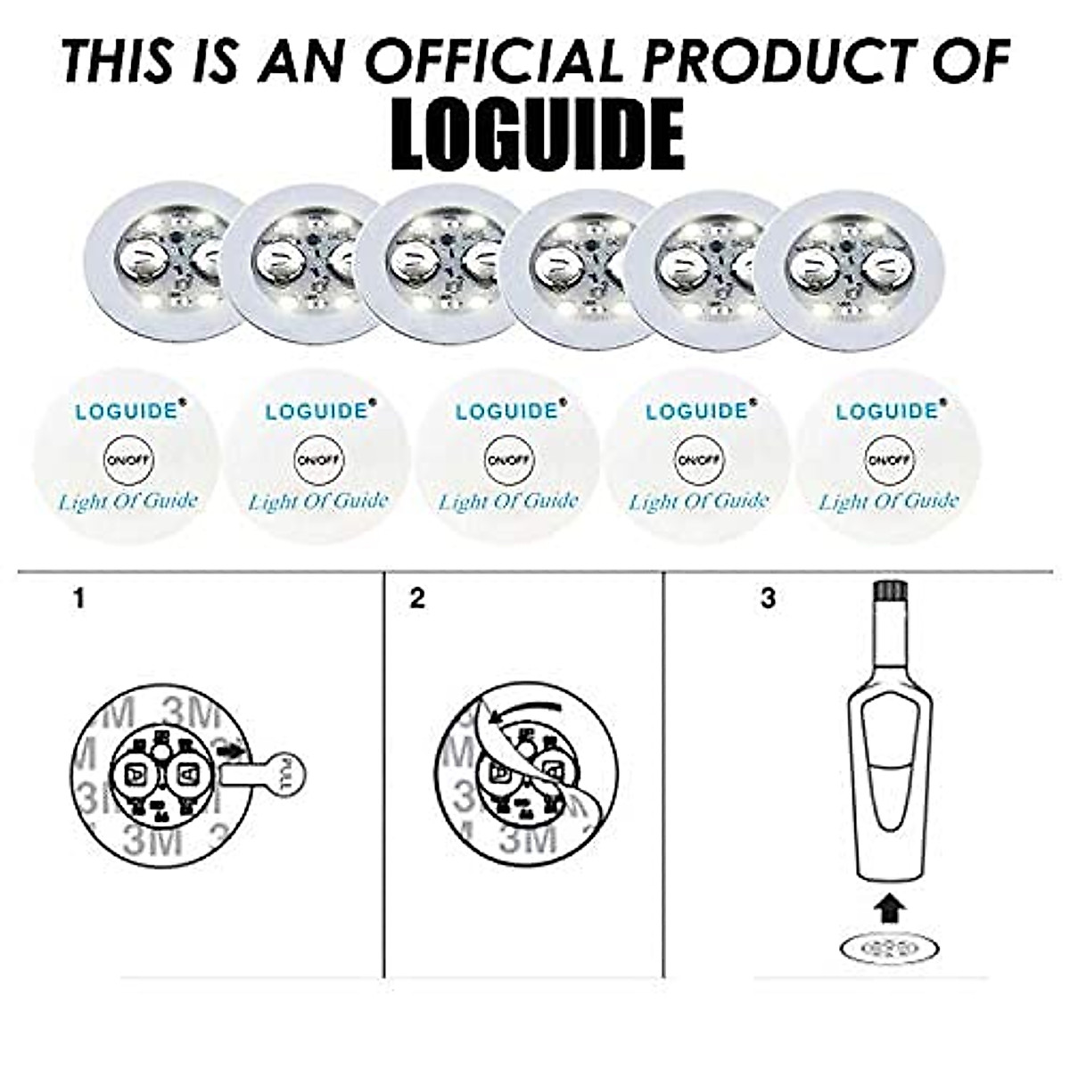 LOGUIDE LED Light Up Coasters,LED Bottle Lights, Bottle Glorifier,LED Sticker Coaster Discs for Drinks,Flash Cup Coaster Flashing Shots Light (Cool-White)