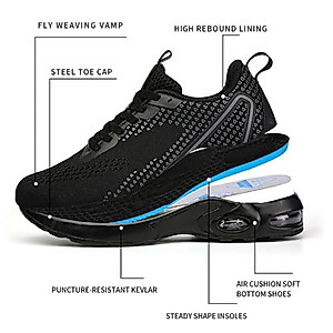 NIFOFISE Steel Toe Shoes for Women Safety Work Shoes Composite Toe Sneakers Slip Resistant Blk 39