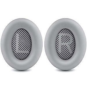 Professional Replacement Ear Pads, for Bose QC 35/25 / 15 QC2 / Ae2 / Ae2i / Ae2W / Sound Link/Sound True/Soft Protein Leather/Noise Isolation Memory Foam (Silver)