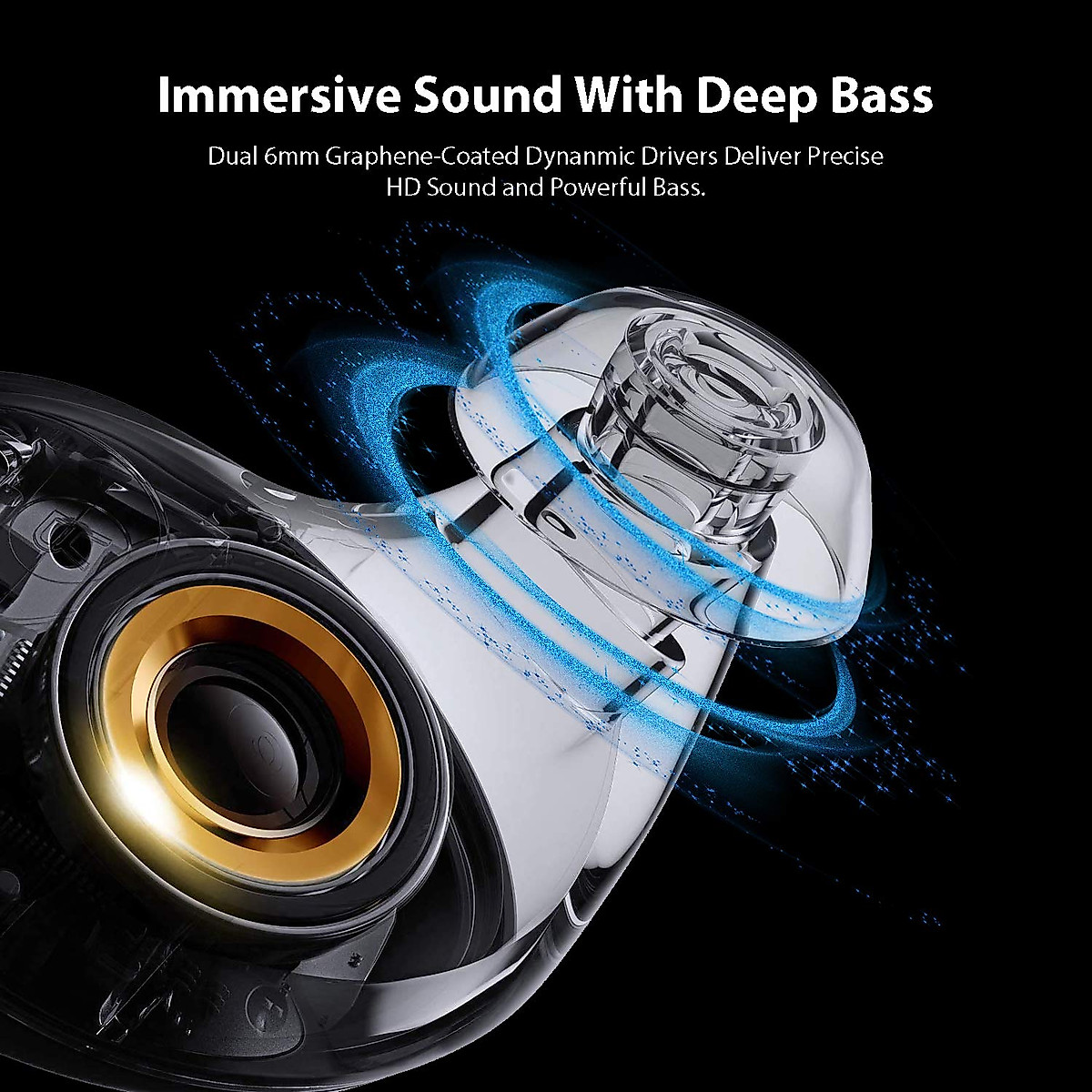 Geekee True Wireless Earbuds Bluetooth 5.0 Headphones, Clear Voice Call in-Ear Headset IPX7 Waterproof 40H Wireless Charging Case Sports Earphones (Black)