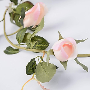 LUSHIDI 5.9Ft Artificial Rose Vine Silk Flower Garland Hanging Vines Home Outdoor Wedding Arch Garden Wall Decor，Pack of 1 (Pink)