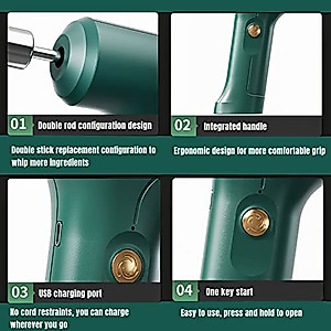 Mini Hand Mixer, Household Cordless Electric Hand Mixer,USB Rechargable Handheld Egg Beater with 2 Detachable Stir Whisks with 3 Speed Modes for Kitchen Baking and Baby Food