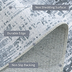 HOMBYS 10x14 ft Modern Abstract Area Rug for Living Room Bedroom, Large Non-Slip Boho Floor Carpet for Indoor Office Dining Room, Traditional Home Deco, Grey, Machine Washable