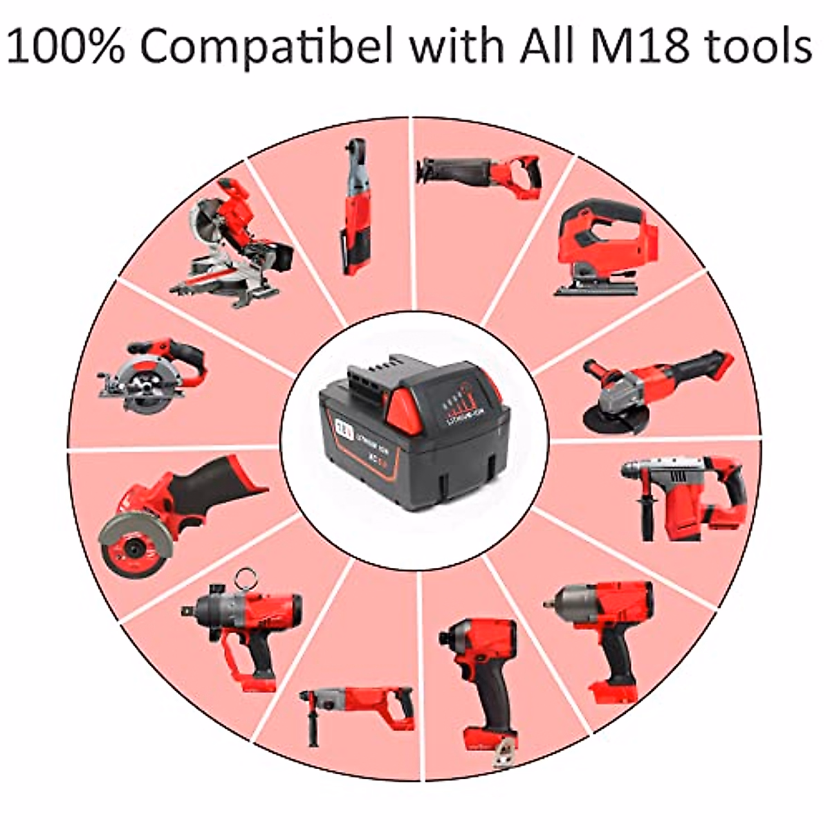 Oyrmil 2 Packs 18V 6.0Ah Replacement Battery for Milwaukee M18 48-11-1820 48-11-1850 48-11-1860 48-11-1828 48-11-10 Power Batteries