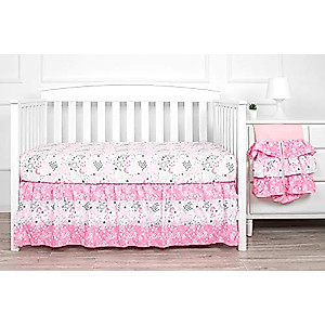 KIDDOS 3-Piece Baby Crib Bedding Set for Girls| Luxury Microfiber |Baby Crib Bedding Sets Include Comforter, Crib Sheet and Bed Skirt |Pink Dream