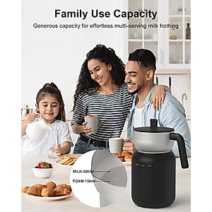 CROWNFUL Milk Frother, Electric 5-in-1 Milk Frother and Steamer with Temperature Control, Dishwasher Safe, Auto Shut-Off Frother for Coffee, Latte, Cappuccino, Macchiato
