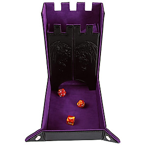 Forged Dice Co. Draco Castle Foldable Dice Tray and Dice Tower - Foldable DND Dice Tray and Dice Rolling Tray Tower - Perfect for Dungeons and Dragons RPG and Tabletop Gaming - Purple