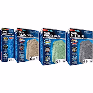 Fluval Bundle of 4 Replacement Medias for 307 Aquarium Filters: Bio-Foam, Ammonia Remover, Phosphate Remover, Nitrite Remover