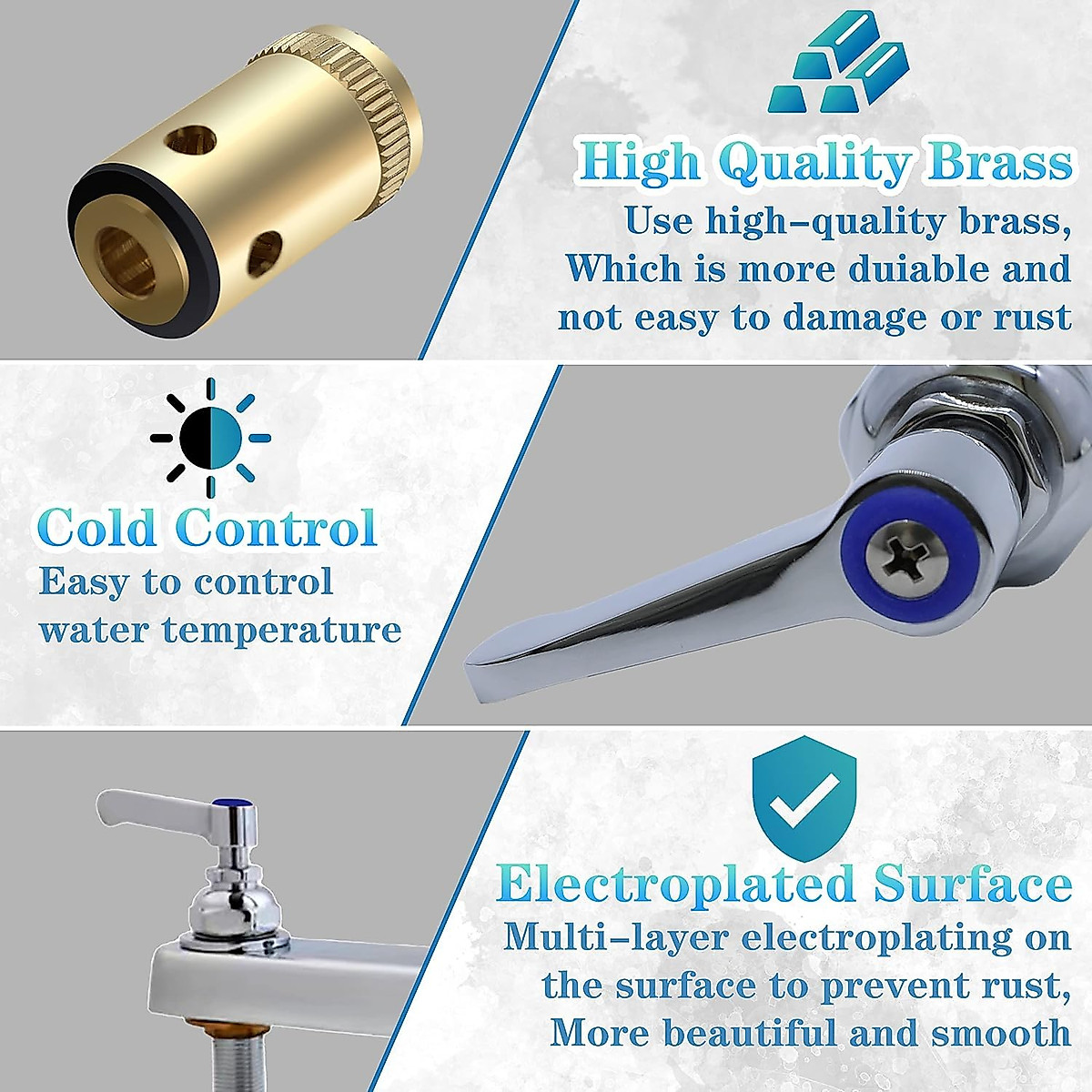 DNShorix 02713-40 Cold Side Handle Stem Assembly Replacement Parts Fit for T&S Brass All Faucets