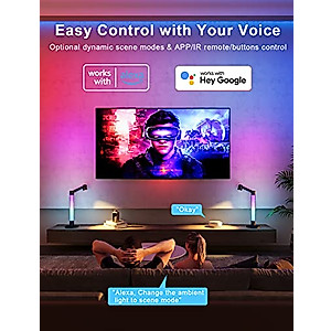 HCYHNB Smart Table Lamp Works with Alexa Google Home, Swing Arm Desk Lamp with Rotatable Body, APP Control DIY Lighting Modes & Music Sync, Dimmable Night Light for Kids Adults