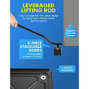 Heavy Duty Furniture Movers with Wheels and Moving Dolly, Includes Furniture Lifter Jacks Tool Set, Gliders, Sliders, 5 Rollers Casters Cart. Easily Move Furniture, Piano, Equipment