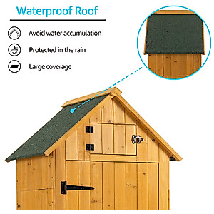 Outdoor Storage Cabinet, Garden Wood Tool Shed, Outside Wooden Shed Closet with Shelves and Latch for Yard, Patio, Deck and Porch,30.3”L X 21.3”W X 70.5”H (Natural)
