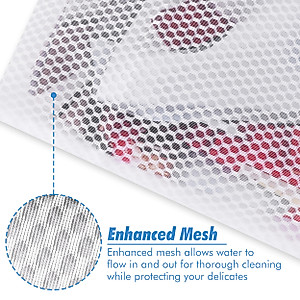 Meuvo Mesh Laundry Bags for Delicates - Durable Lingerie Bags for Washing Delicates with Elastic Zipper Protector, Delicates Bag for Washing Machine and Dryer, White, 1 Large, 1 Medium, 1 Small
