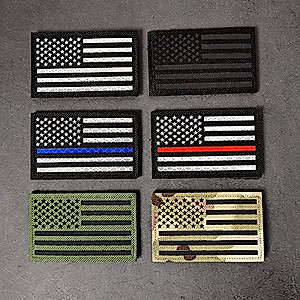 Antrix 2 Set IR Infrared All Black US USA American Flag Patch,Tactical Patch with Hook Fastener Reflective Die Cut Combat America Patch for Army Clothes,Tactical Backpack,Military Activity- 3.15x2"