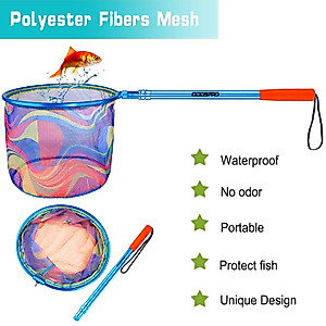 Kids Fishing Net, Telescoping Bait Net, Minnow Net, Butterfly Net - 11.4" Net Depth, Handle Extends to 30" for Easy Catch and Release (Blue 2pack)