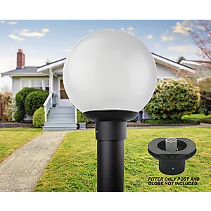 Solus S1721-BK Black Aluminum Wing Clip Post Top Fitter for 3' Post, Fits Globes and Acorns with a 5.25" Neckless Globe Opening