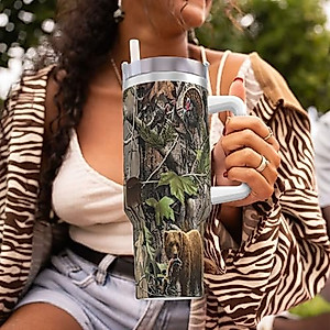 Wildlife Hunting Deer Bear Elk Print Insulated Stainless Steel Coffee Cup 40oz Capacity, Home Office Outdoor