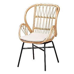 Baxton Studio Caelia Dining Chair, Natural Brown/Black