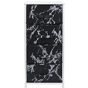 Sorbus Nightstand with 4 Drawers - Bedside Furniture & Night Stand End Table Dresser with Steel Frame, Wood Top, Easy Pull Fabric Bins for Home, Bedroom Accessories, Office & Dorm