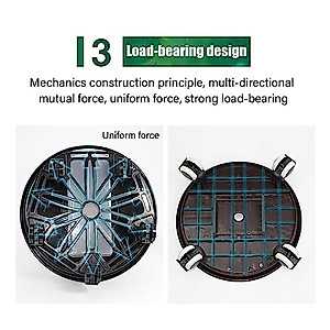 RUDINO Planter Caddy,Plant Roller Base,Plant Caddy With Wheels,Heavy Duty Plant Caddy With Wheels,Round Flower Pot Mover With 4wheels,With Brake Wheel,Suitable For Indoor Planters,Balconies,Courtyards