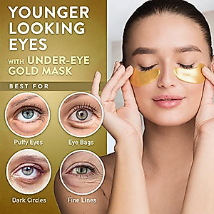 Wild Beauty Under Eye Patches (36 Pairs), Eye Masks for Dark Circles and Puffiness! Under Eye Patches for Under Eye Bags, 24K Gold Eye Mask, Under Eye Mask for Adults, Eye Patches for Puffy Eyes