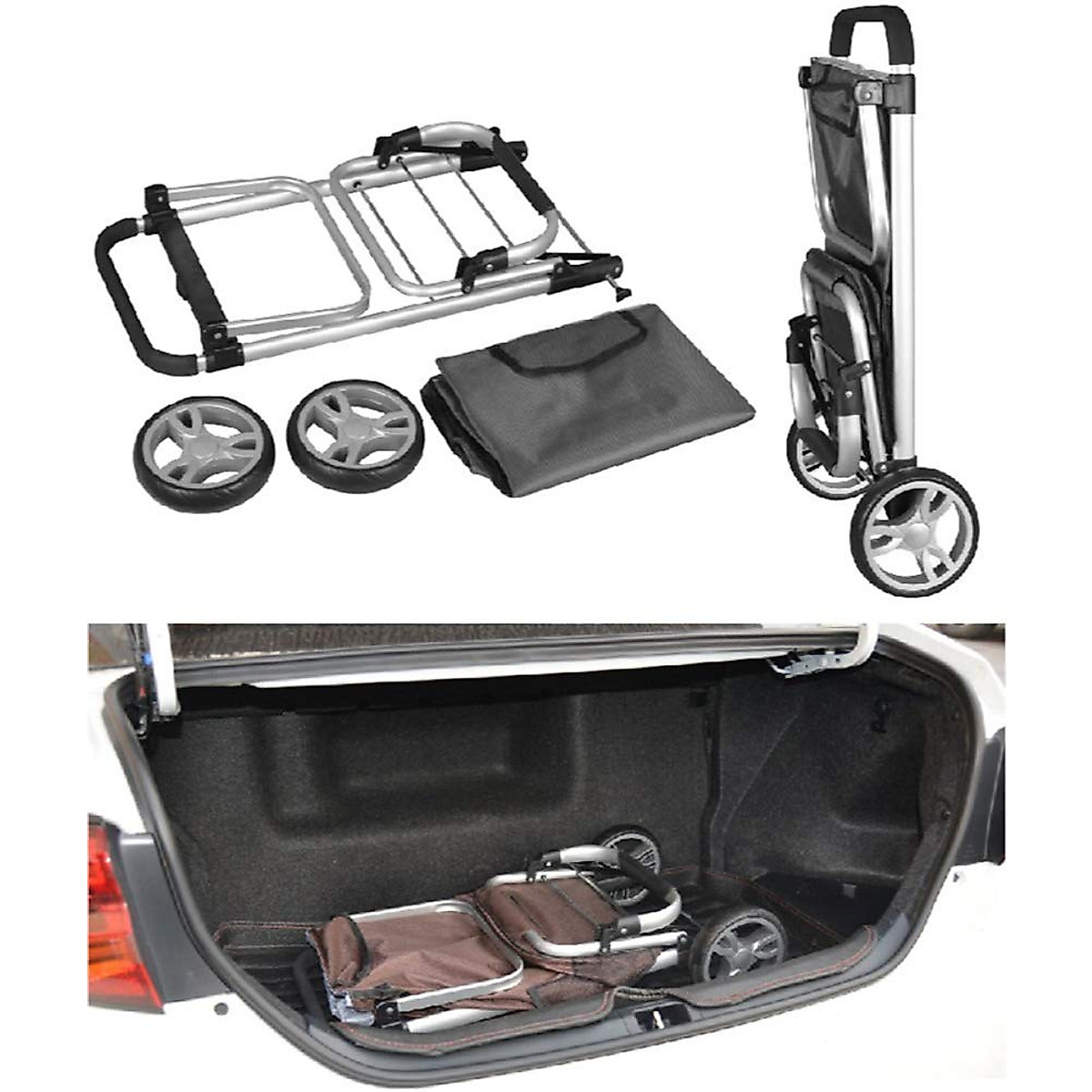 Shopping Trolley on Wheels Multi Function Shopping Cart Folding Portable Climbing Stair Trolley Trailer,Insulation Trolley Retractable Fast Folding Storage Hand Trucks,