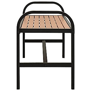 Tidyard Patio Bench, WPC Seat Park Bench, Wooden Outdoor Bench Chair Steel Legs Brown and Black for Garden Entryway Yard Porch Backyard 49 x 15.9 x 22.2 Inches (W x D x H)