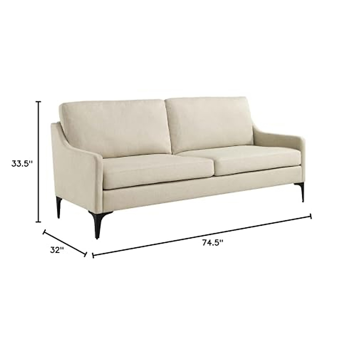 Modway Corland Modern Style Upholstered Fabric and Metal Sofa in Beige