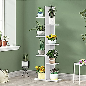 Giantex 7-Tier Bookshelf, Multipurpose Storage Shelf Space-Saving Bookcase Wood Display Shelf Stand for Books Photos Artwork, Pot Plant, Storage Holder Rack w/ 8 Open Well-Arranged Shelves, White