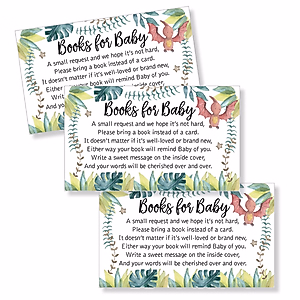 All Ewired Up 50 Books for Baby Request Insert Card for Boy Dinosaur Baby Shower Invitations or invites, Cute Bring A Book Instead of A Card Theme for Gender Reveal Party Story Games