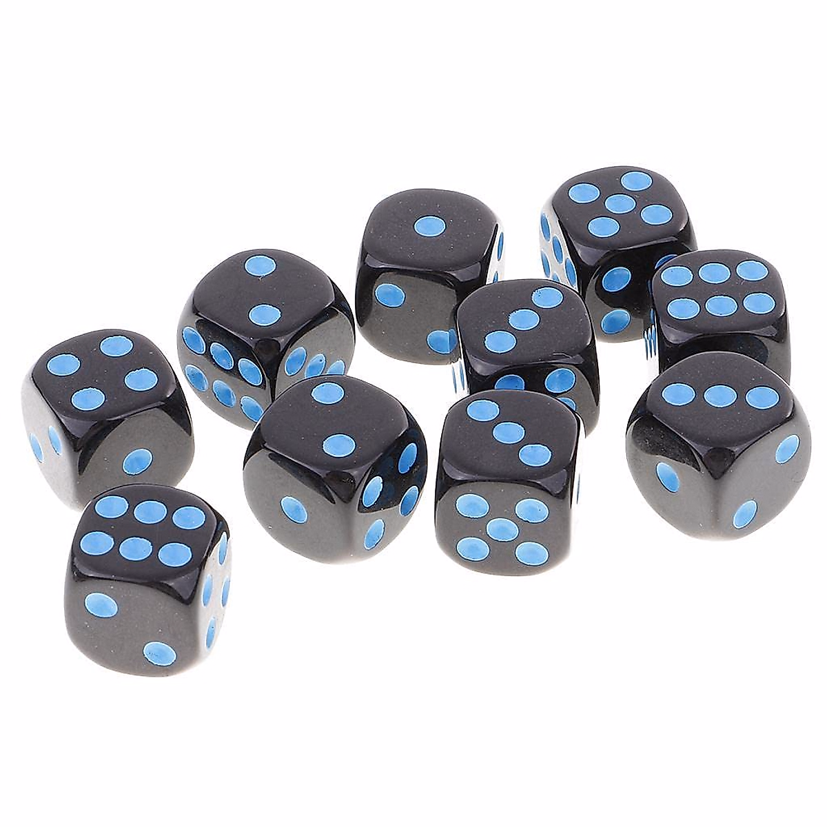 Dovewill 10Pcs D6 Dice Six Sided Spot Dices Set for Dungeons and Dragons RPG MTG Party Board Games Blue Black