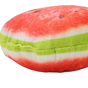 BEIJIALY Fruit Plush Dog Toy, Small Breed Puppy Chew Toys, Cartoon Cute Interactive Soft Squeaky Plush Dog Toys Puppy Chew Food Shaped Toy for Small Medium Large Dogs(Watermelon)