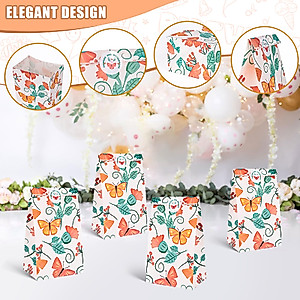 Shindel 24PCS Paper Gift Bags with Stickers, Butterfly Candy Bags Floral Treat Bags Party Favor Goodie Bags for Women Girls Birthday Party Tea Party